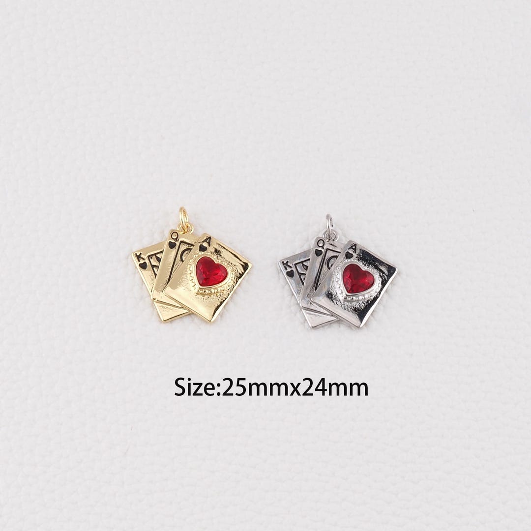18K Gold Filled Playing Card Pendant,dainty Poker Charm Bracelet ...