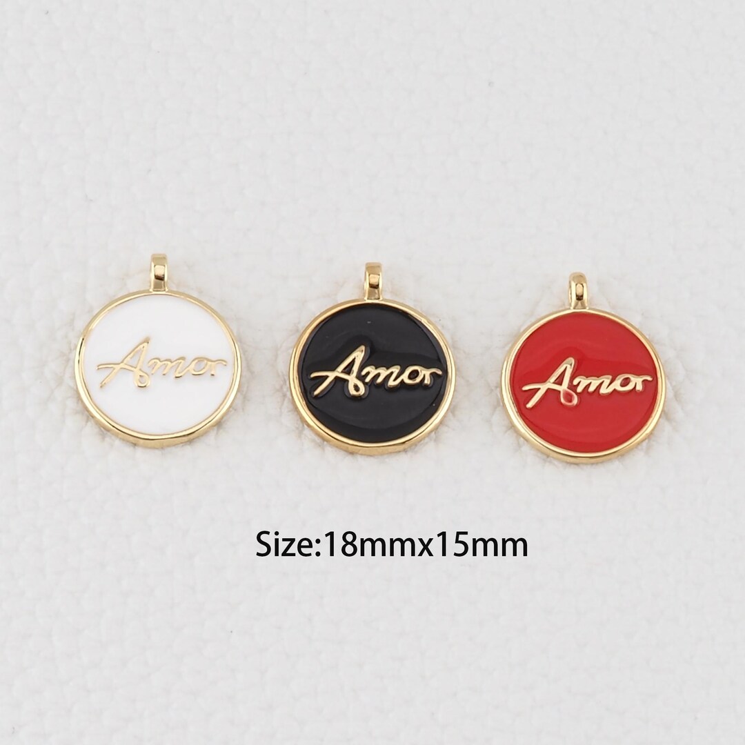 18K Gold Filled Amor Pendant,enamel Amor Charm Bracelet Necklace for ...
