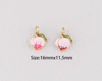 18K Gold Filled Peach Pendant,enamel Fruit Charm Bracelet Necklace for ...