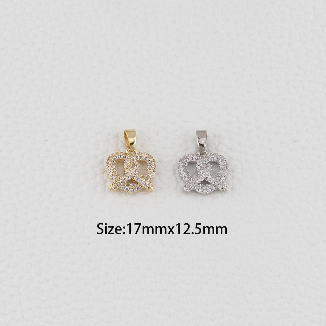 18K Gold Filled Bread Pendant,cz Bread Charm Bracelet Necklace for DIY ...