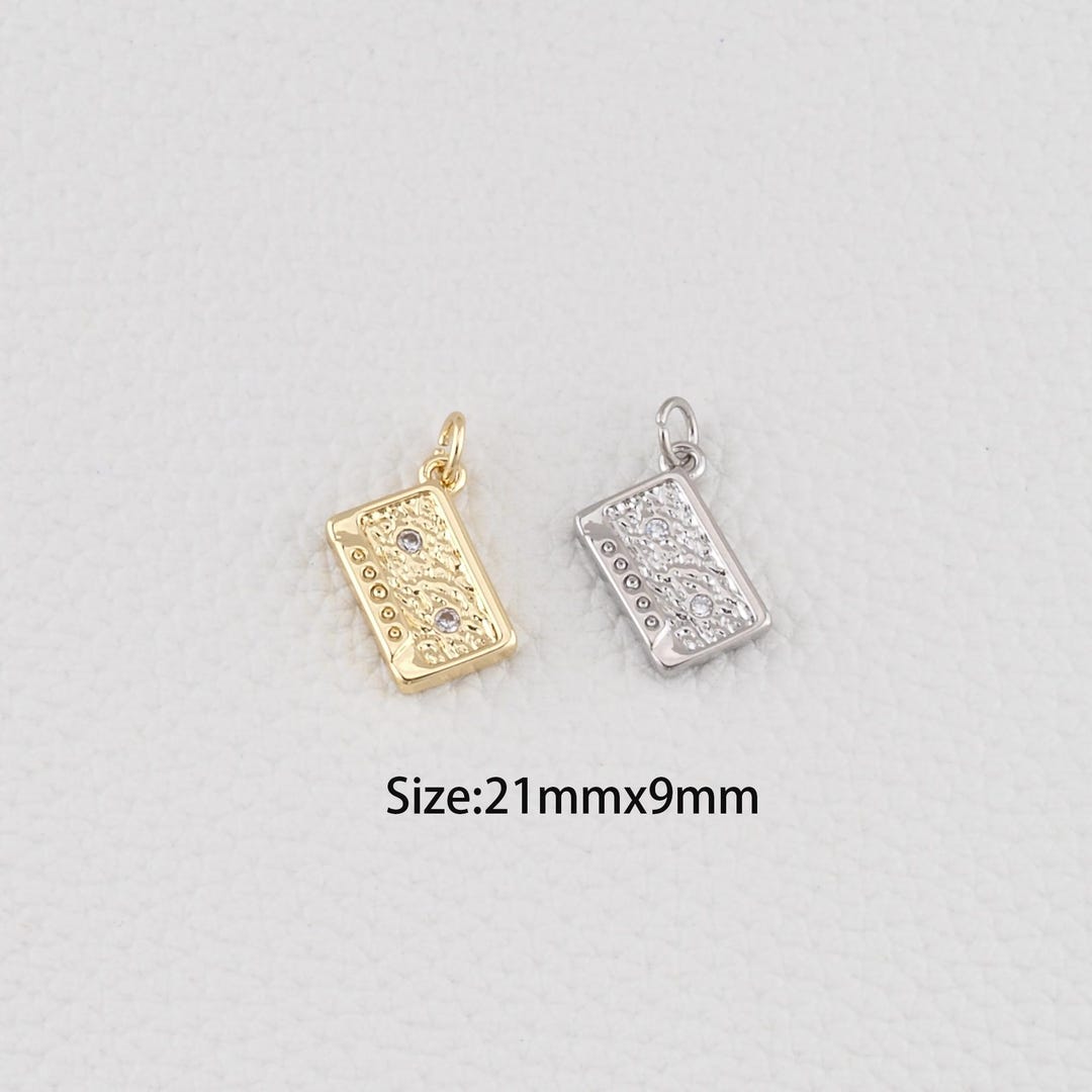 18K Gold Filled Tape Pendant,cz Cassette Tape Charm Bracelet Necklace ...