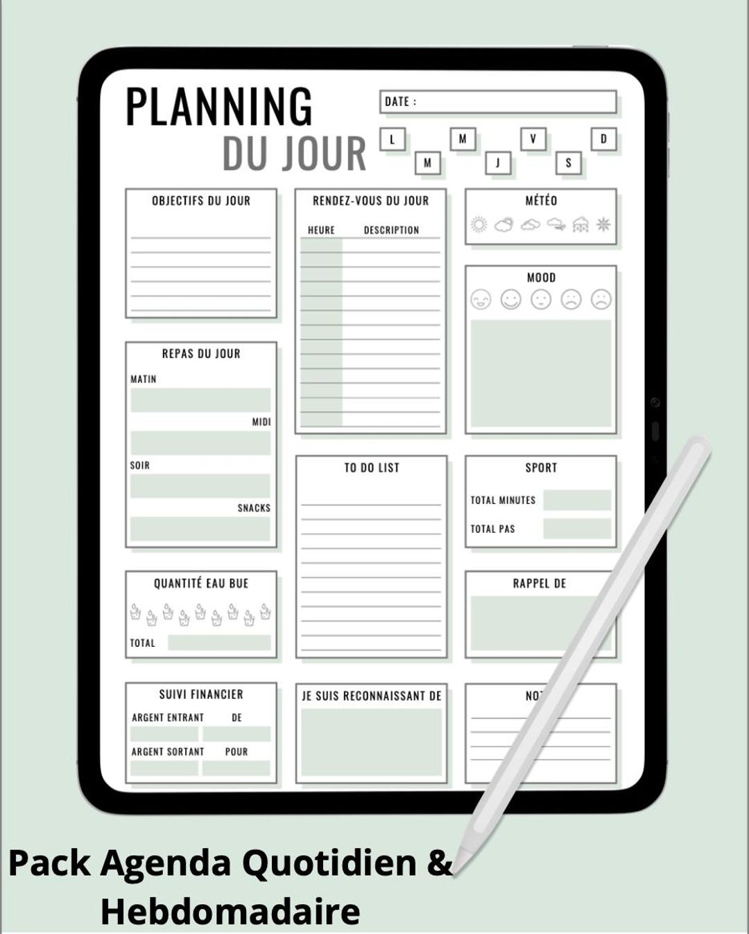 Planner PDF French – Daily & Weekly Agenda Pack to Print or Fill Out ...