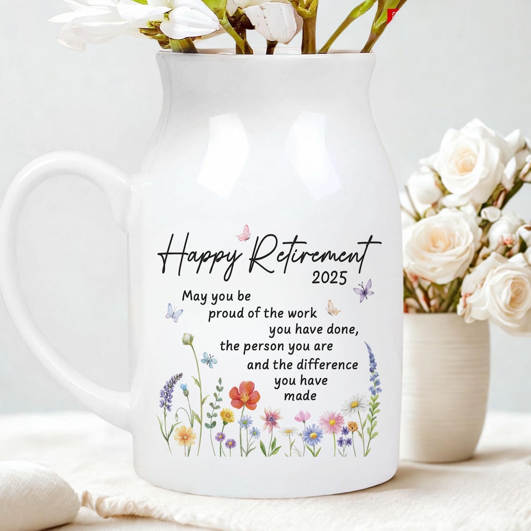 Personalized Retirement Gifts for Women, Retirement Ceramic Flower Vase ...