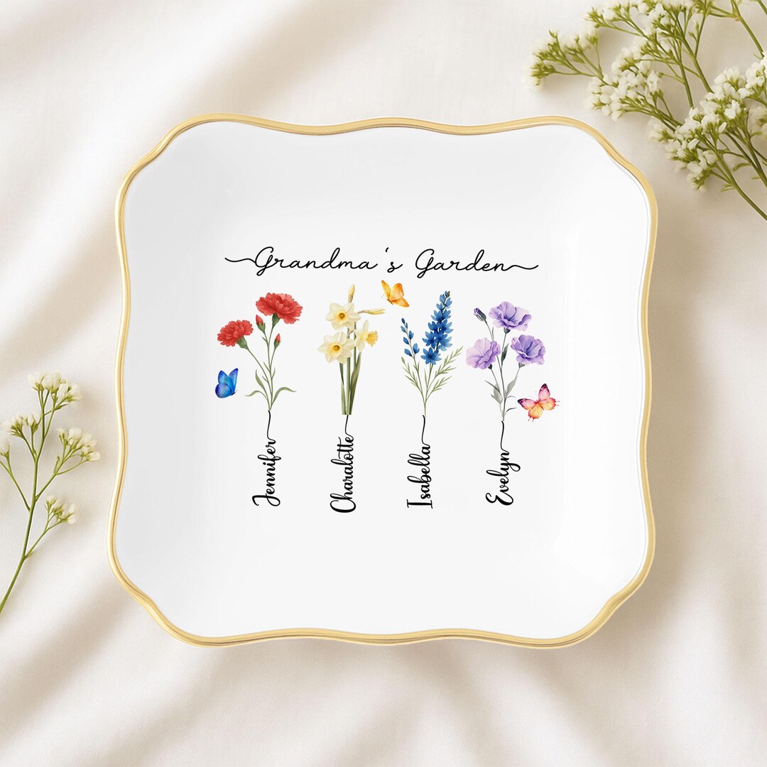 Mom's Garden Jewelry Dish,personalized Grandma's Garden Birth Month ...