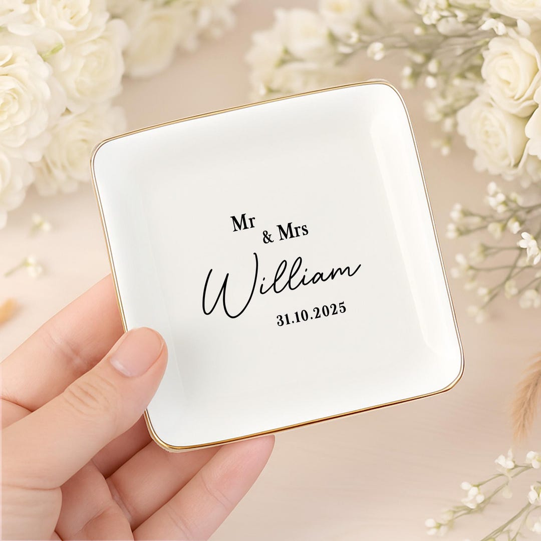 Personalized Mrs Ring Dish, Custom Name Wedding Jewelry Dish, Wedding ...