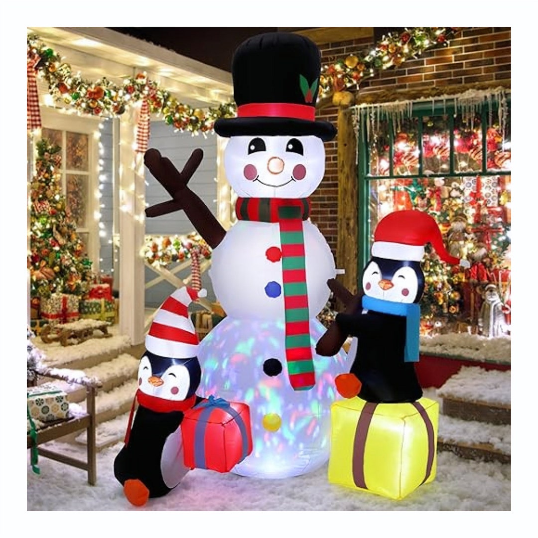 7ft Christmas Inflatable Ornaments Snowman Christmas Etsy
