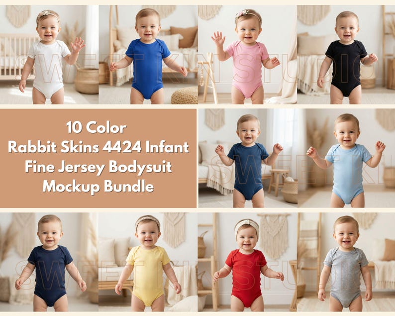 Rabbit Skins 4424 | Infant Bodysuit Mockup Bundle | 10 Colors (PNG) - Etsy