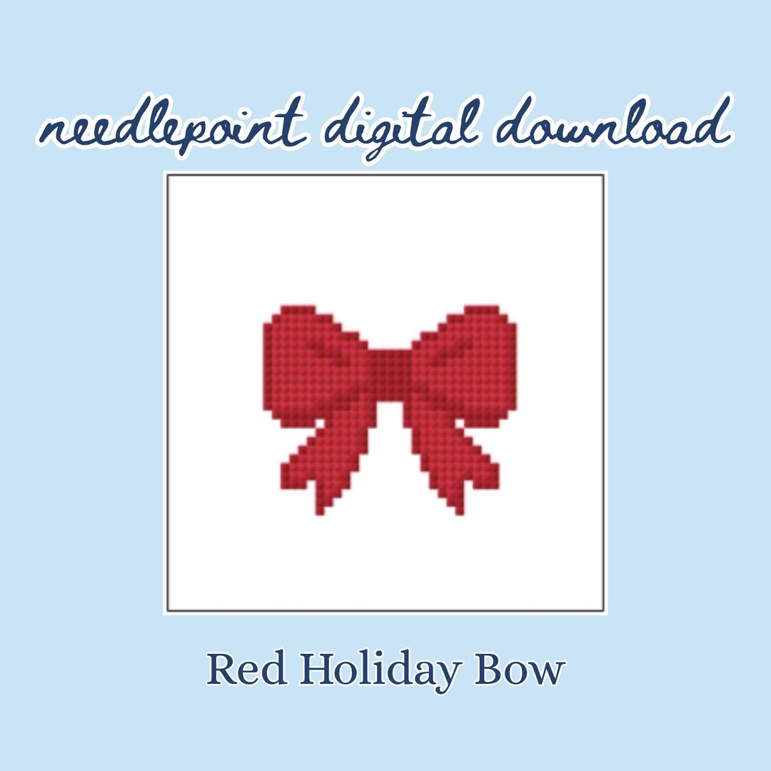 Small Red Holiday Bow - Christmas Ribbon Digital Needlepoint Chart (PDF ...