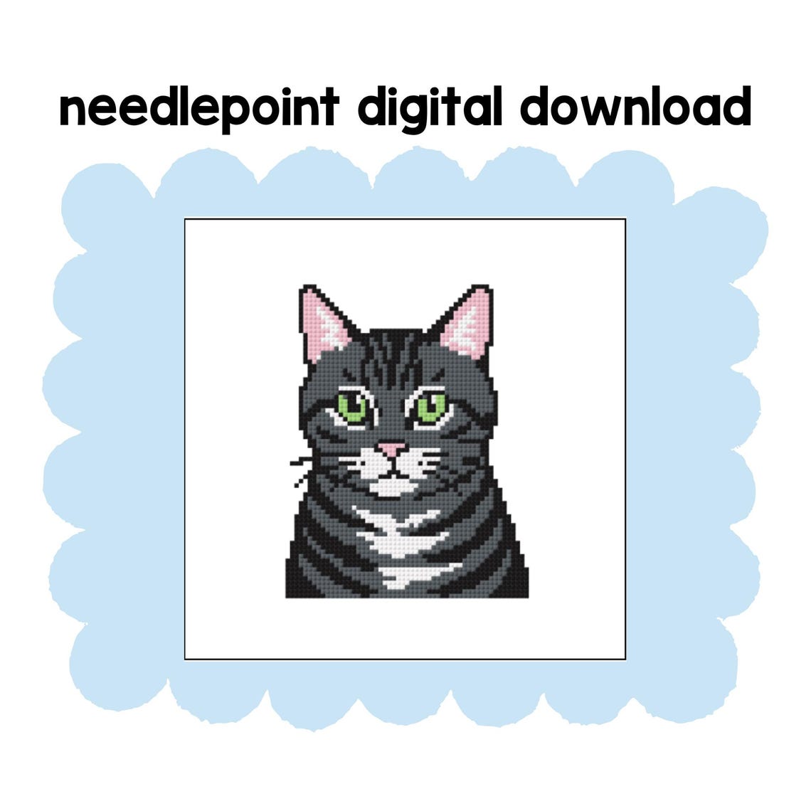 Grey Tabby Cat - Digital Needlepoint Chart PDF - Etsy