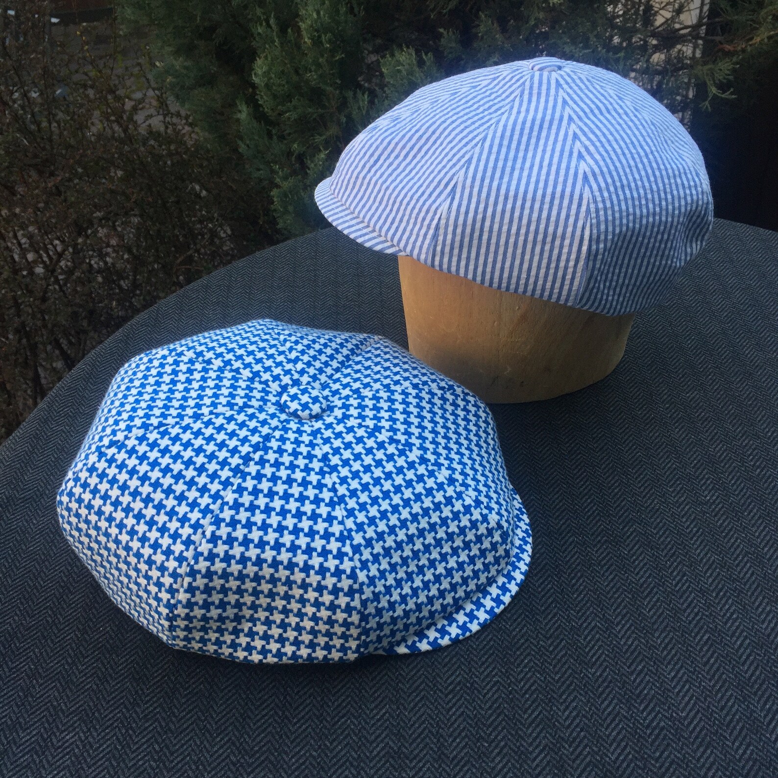 SUMMER Dapper Hat Blue Houndstooth Cotton Peaky Blinders | Etsy