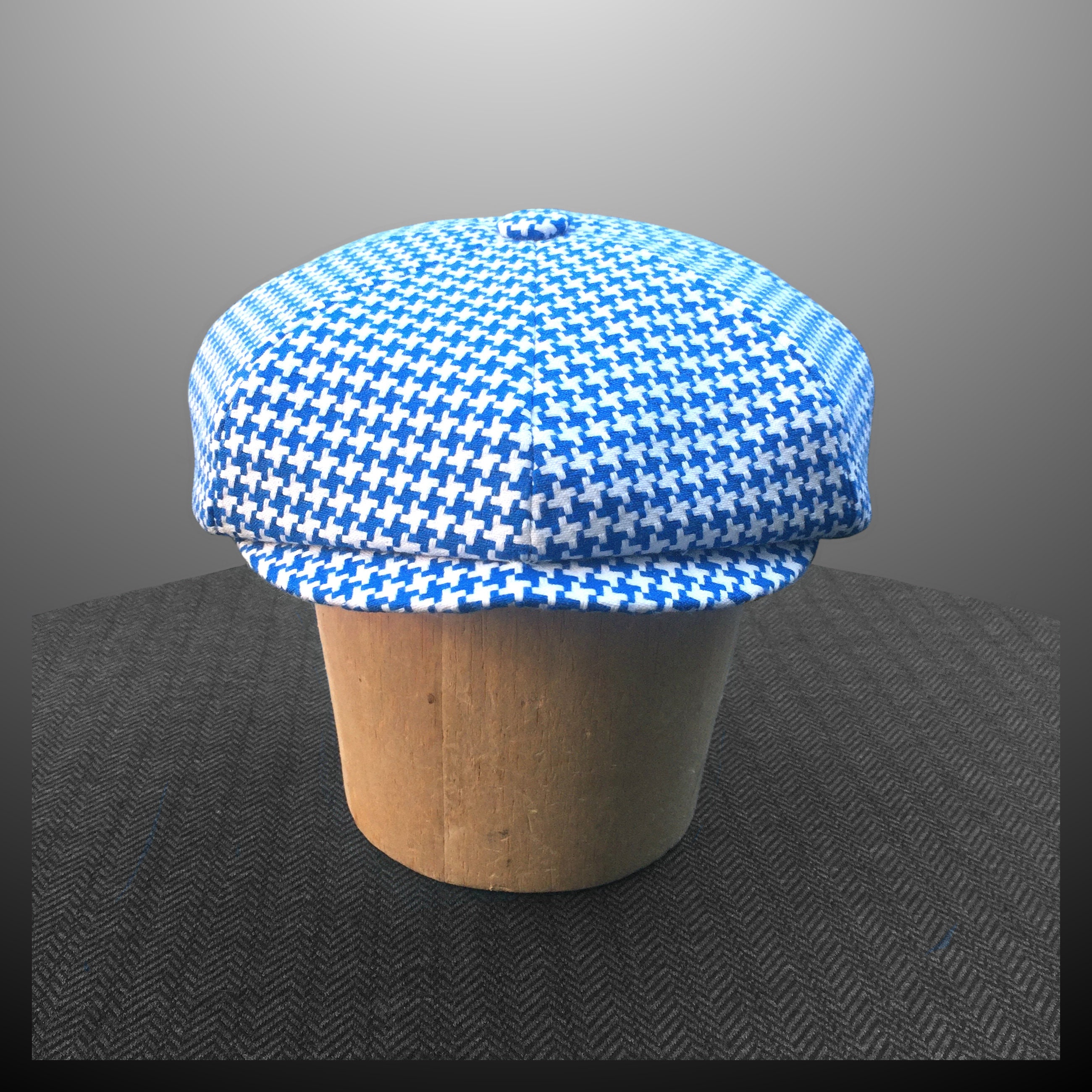 SUMMER Dapper Hat Blue Houndstooth Cotton Peaky Blinders | Etsy