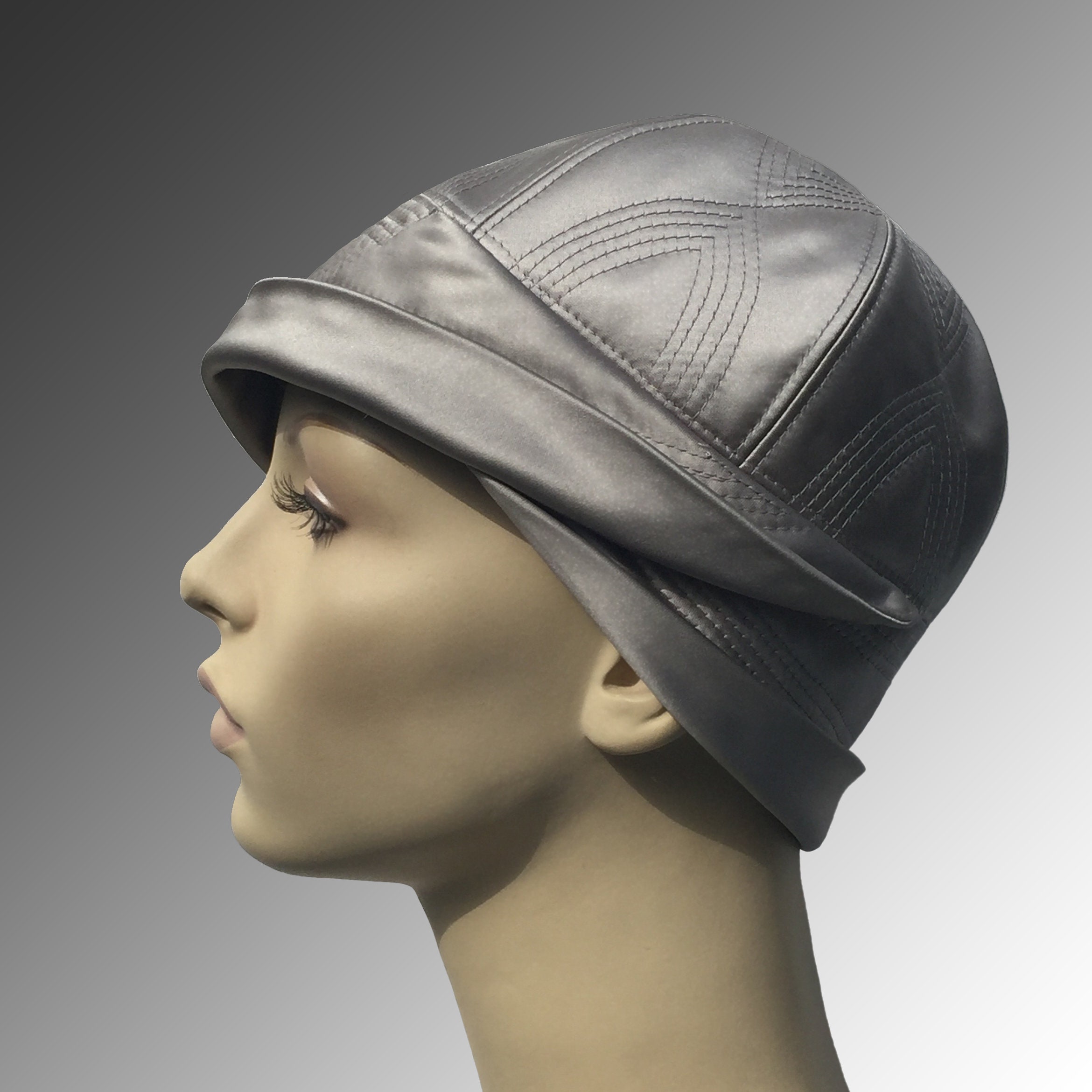 Paper Moon Cloche Turban Vintage Retro Satin Silk Oyster Grey or Any ...