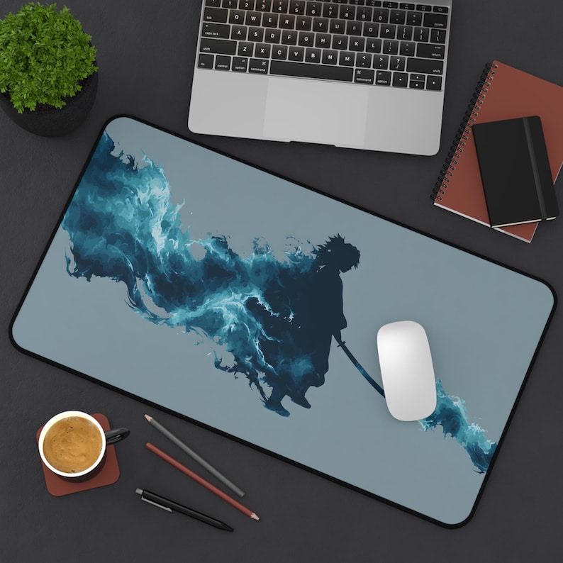 Muichiro Tokito, Demon Slayer Inpsired Mouse Pad, Navy Blue Aqua Anime ...