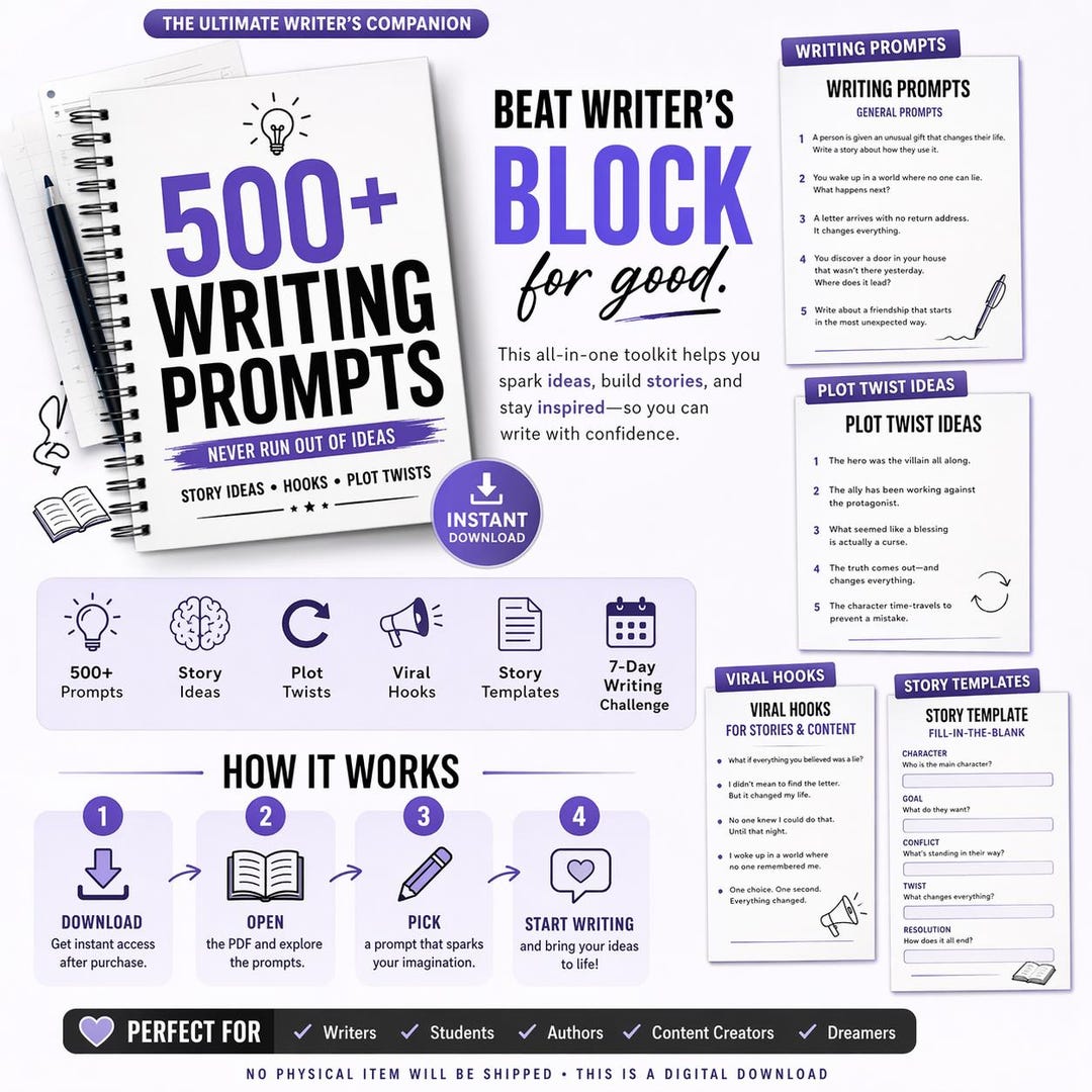 500 Creative Writing Prompts Story Ideas Plot Twists Hooks Templates ...