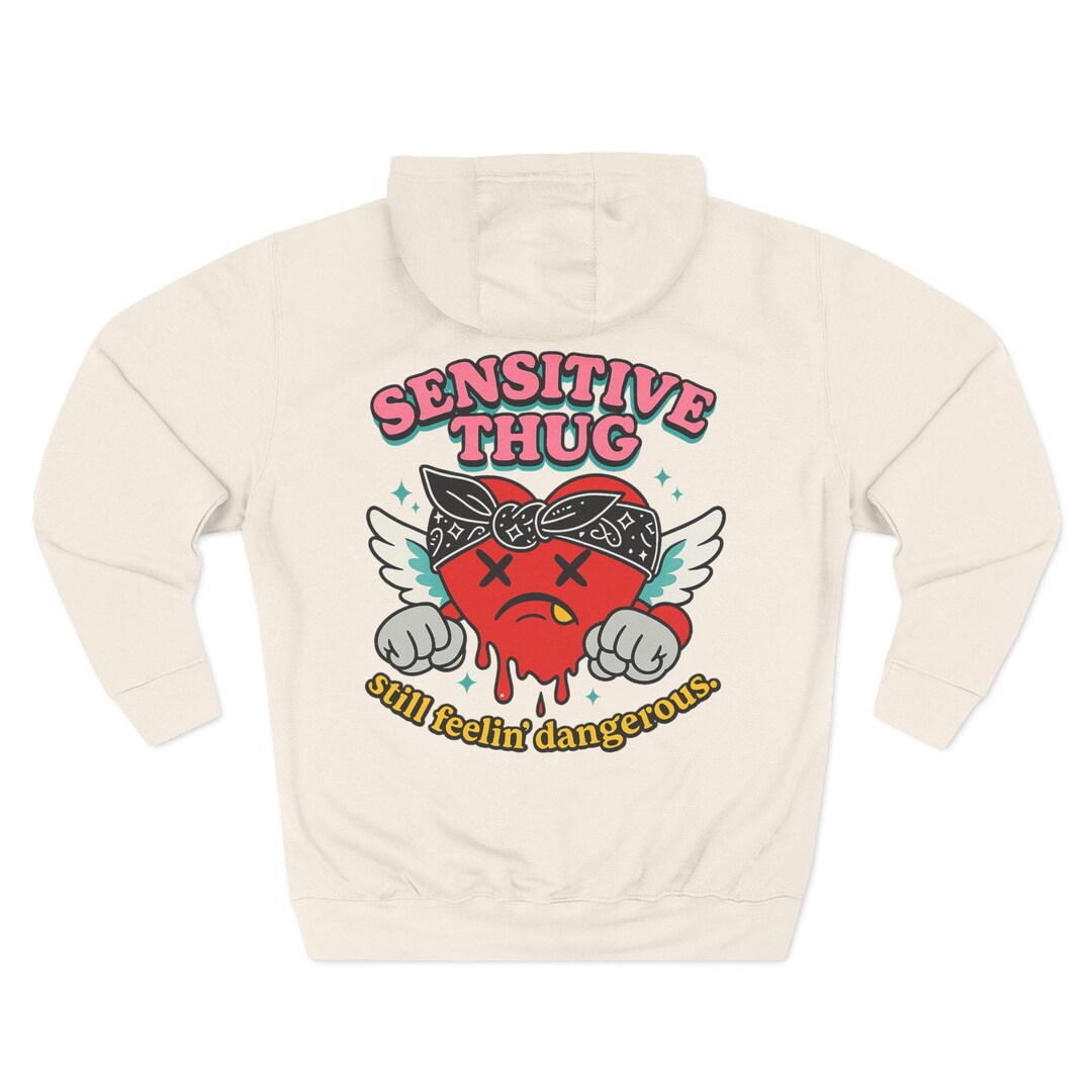Sensitive Thug Hoodie | Retro Winged Heart Graphic Pullover - Etsy