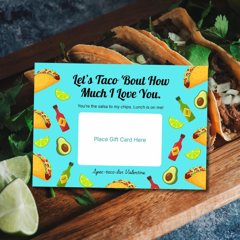 Taco Valentine’s Gift Card Holder Canva Template, Funny Taco Valentine ...