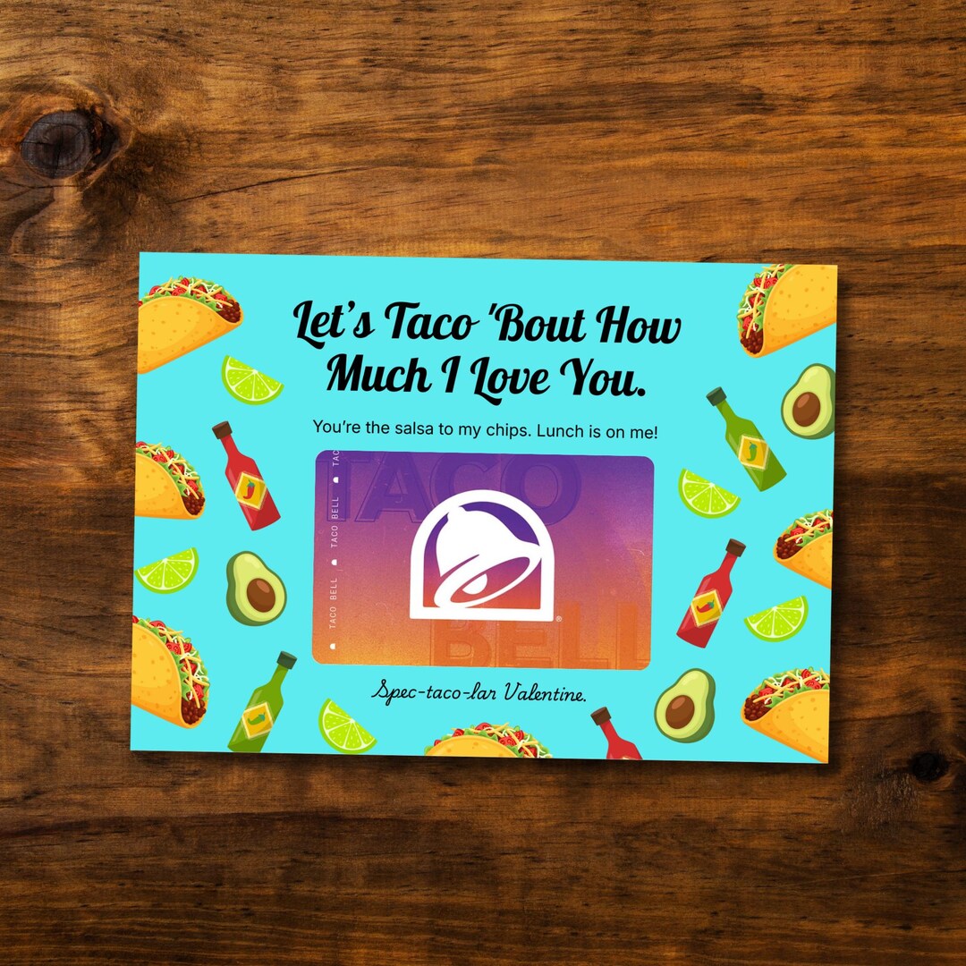 Taco Valentine’s Gift Card Holder Canva Template, Funny Taco Valentine ...