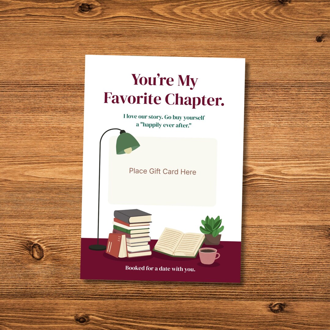 Bookworm Valentine’s Gift Card Holder Canva Template, Book Lover ...
