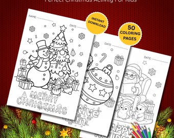 Christmas Coloring Pages for Kids – 50 Fun Holiday Worksheets, Cozy ...