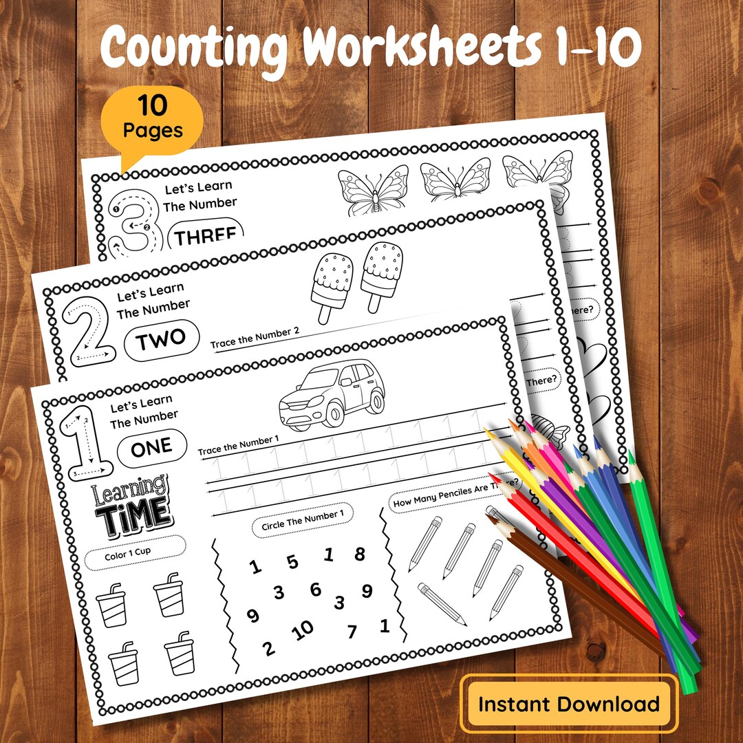 Counting Worksheets 1-10 | Counting Activity for Preschooler | Kids ...