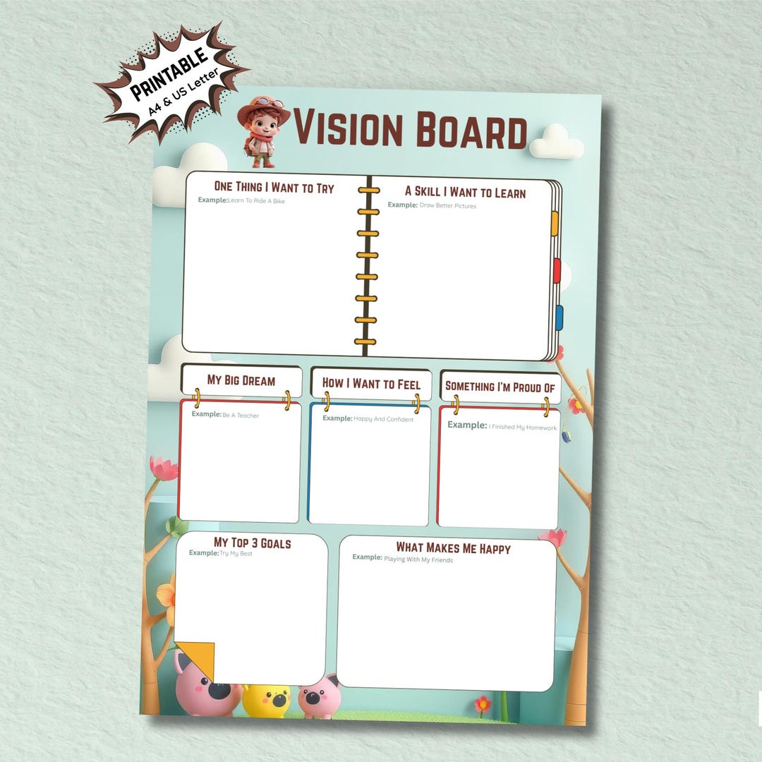 Kids Vision Board Printables | 2026 Vision Board | Goal Setting ...