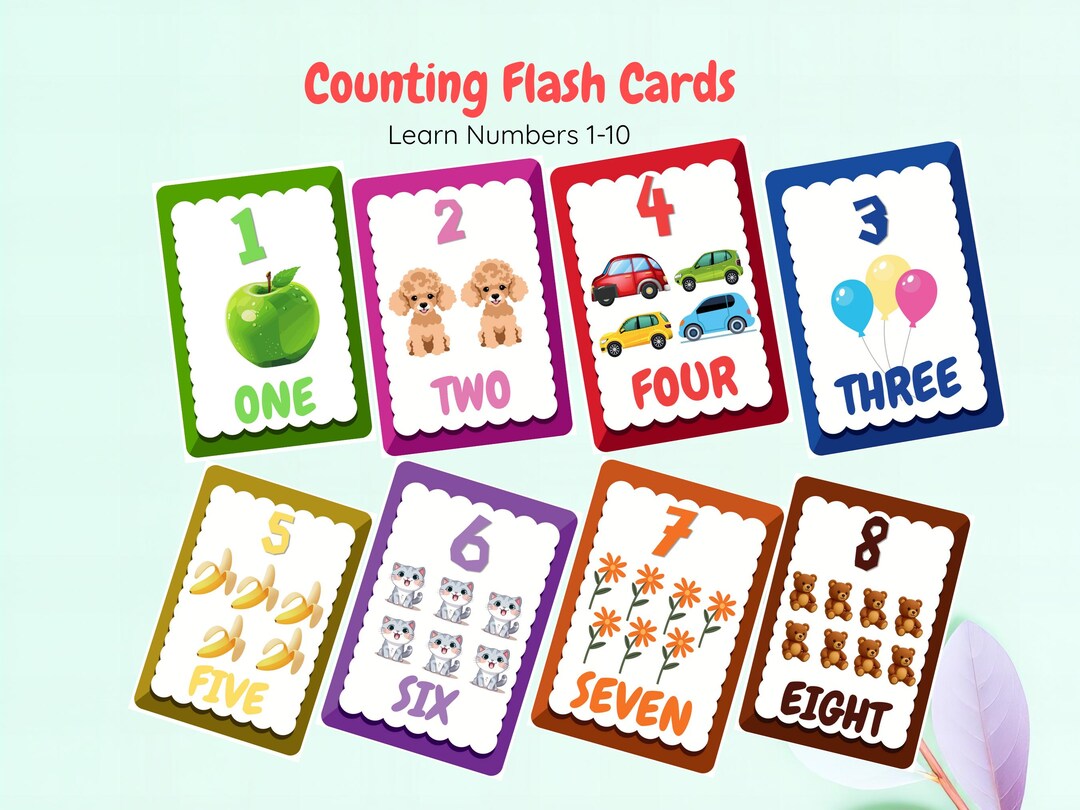 Counting Flash Cards for Kids 1-10 Printable Fun Learning Instant ...