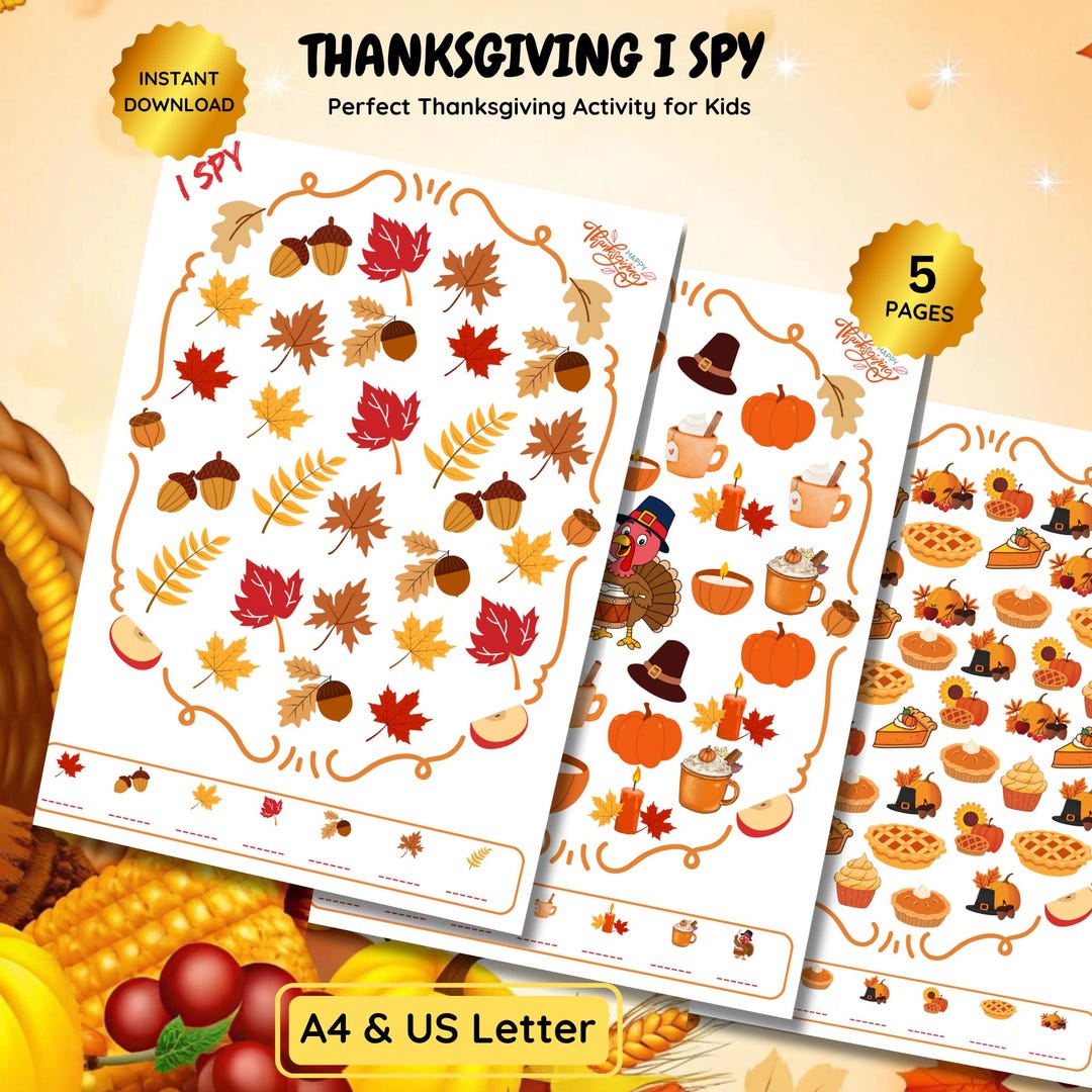 I Spy Thanksgiving Printable | Thanksgiving Worksheet for Kids | Fun ...