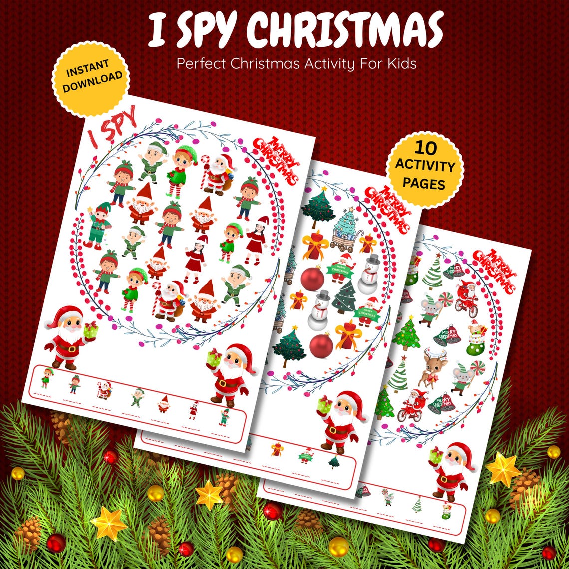 I Spy Christmas – Fun Holiday Learning Printable for Kids | 10 Pages I ...