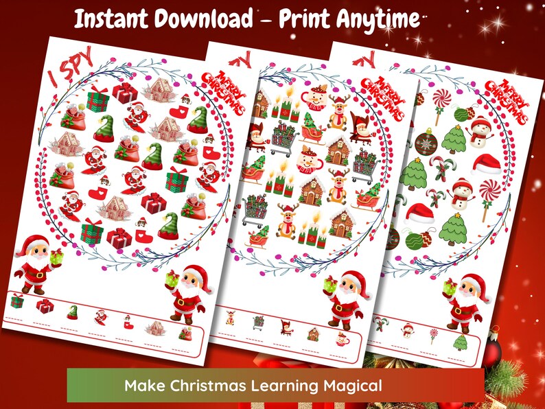 I Spy Christmas – Fun Holiday Learning Printable for Kids | 10 Pages I ...