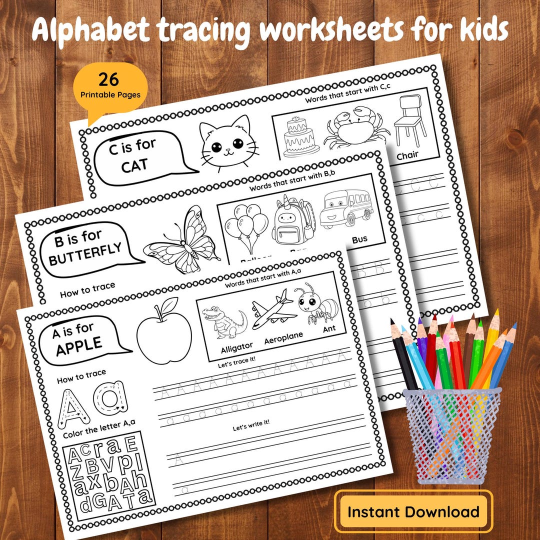 Alphabet Tracing Worksheets for Kids | Fun A-Z Learning Pack ...