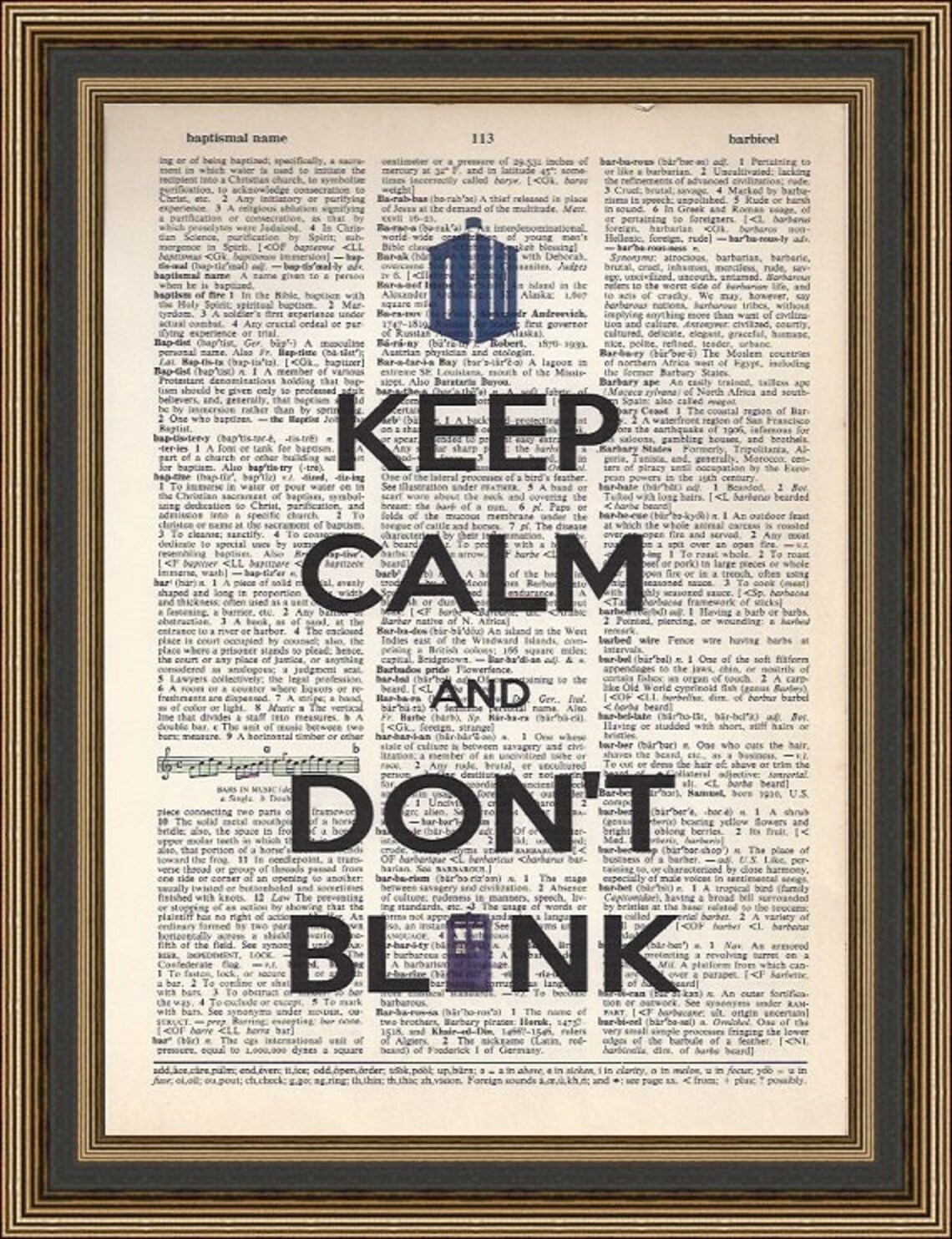 Doctor Who Keep Calm and Don't Blink Quote Printed on a Vintage ...
