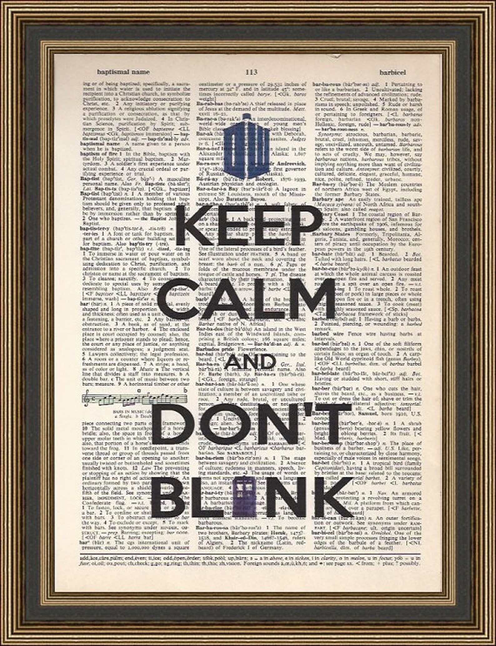 Doctor Who Keep Calm and Don't Blink Quote Printed on a Vintage ...