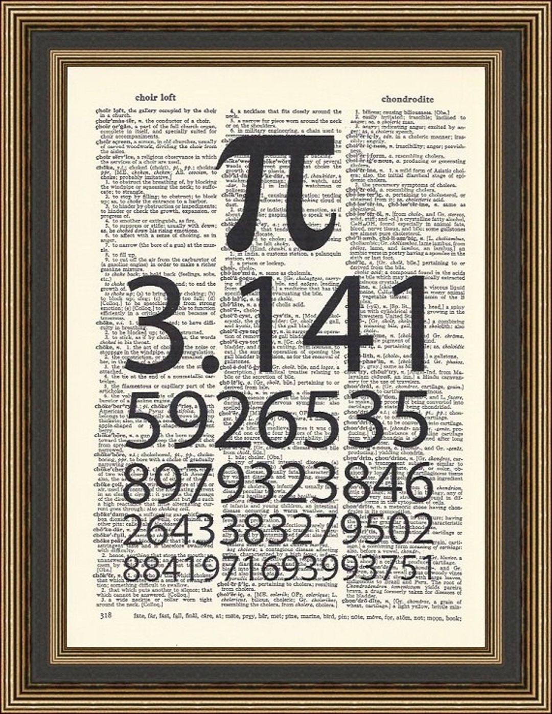 Pi Math Illustration Printed on a Vintage Dictionary Page. Wall Decor ...