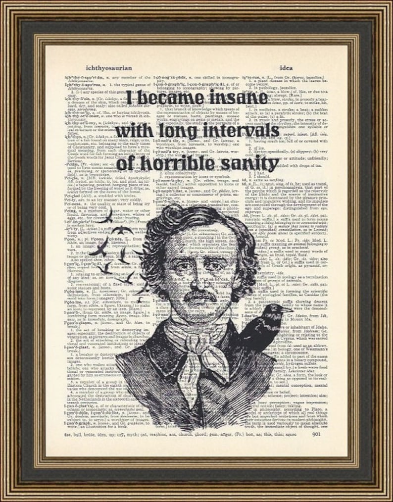Edgar Allan Poe Art Print I Became Insane Quote on Dictionary - Etsy ...