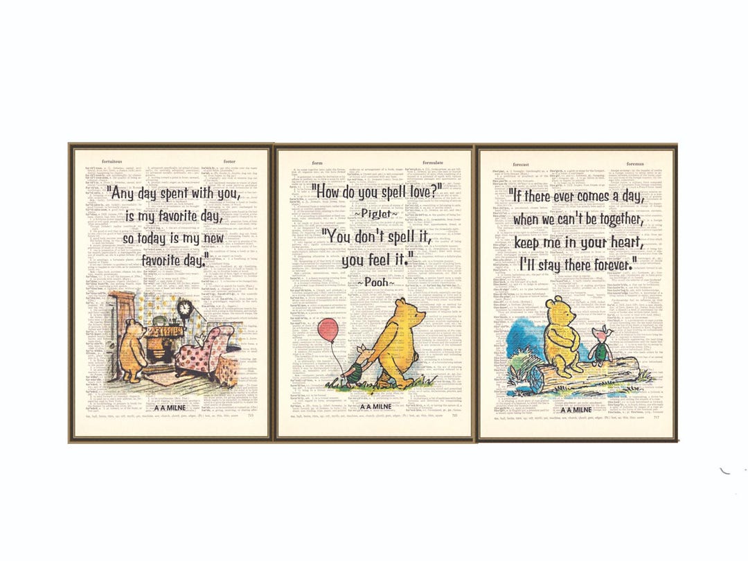 Winnie the Pooh Prints, Set of 3, Classic Pooh Posters, Nursery Wall ...