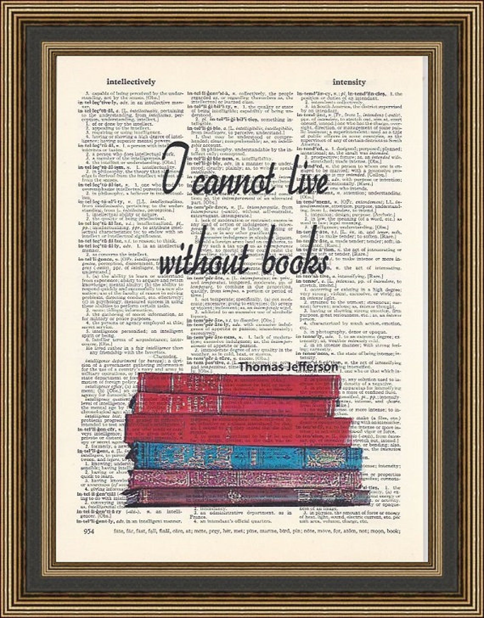 I Cannot Live Without Books Thomas Jefferson Quote. Library - Etsy