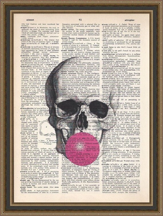 Humorous Skull Blowing Bubble Illustration is Printed on a Vintage ...