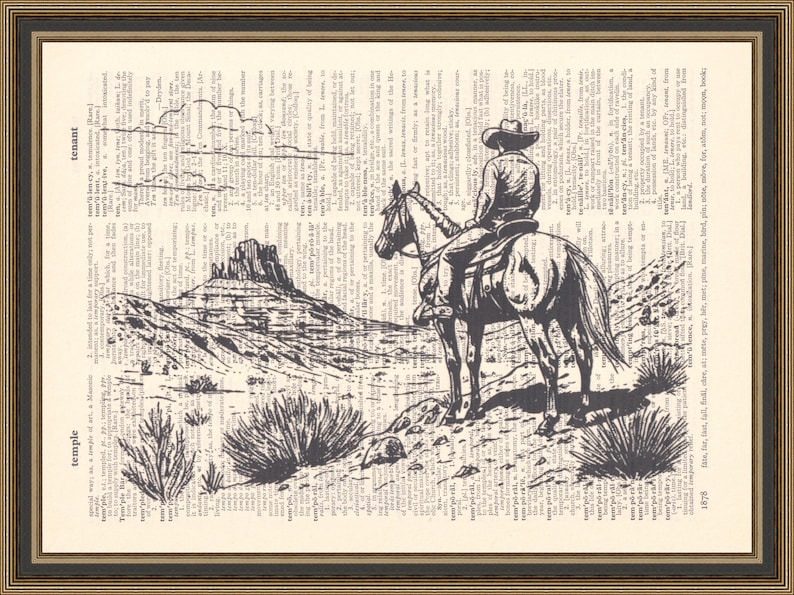 Western Cowboy Print, Retro Wild West Poster, Desert Scene, Trendy ...