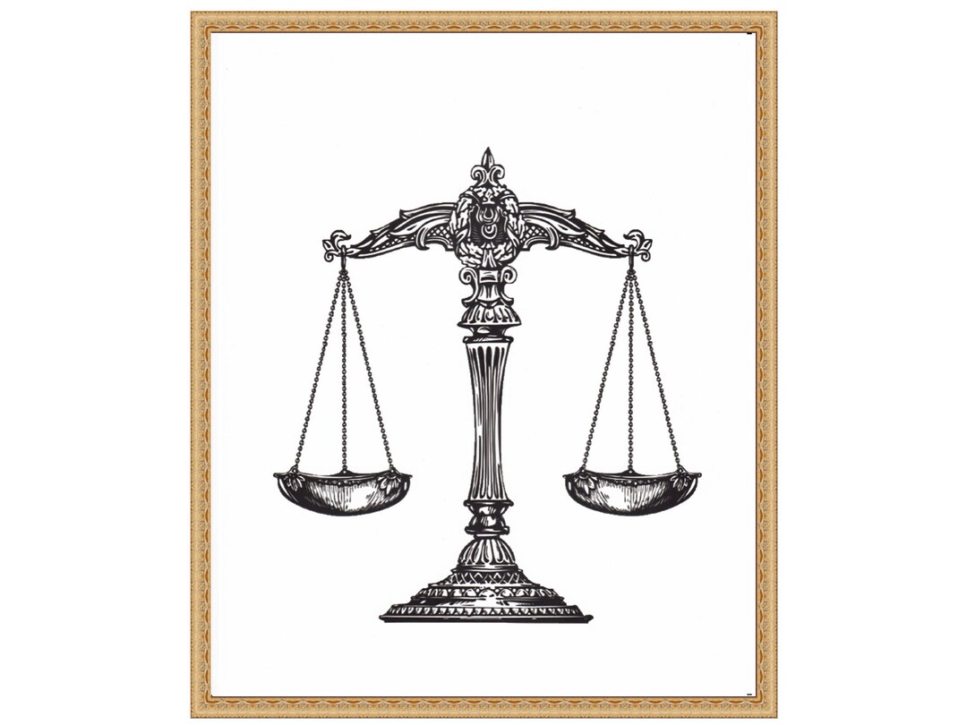 Scales of Justice Print, Vintage Illustration, Attorney Office, Lawyer ...