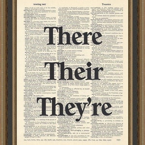 There Their They're Grammar Quote Printed on a Vintage | Etsy