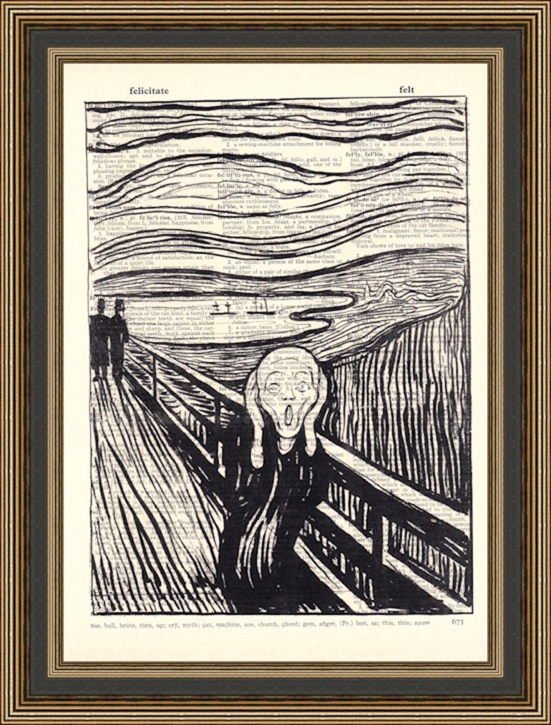 The Scream Edvard Munch Dictionary Print, 1893 Classic Work of Art ...
