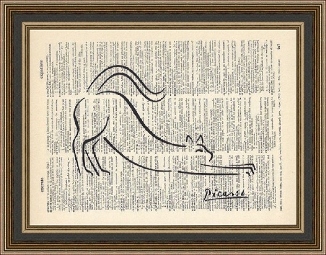 Picasso Cat Sketch Printed on a Vintage Dictionary Page. Cat Lover Gift ...