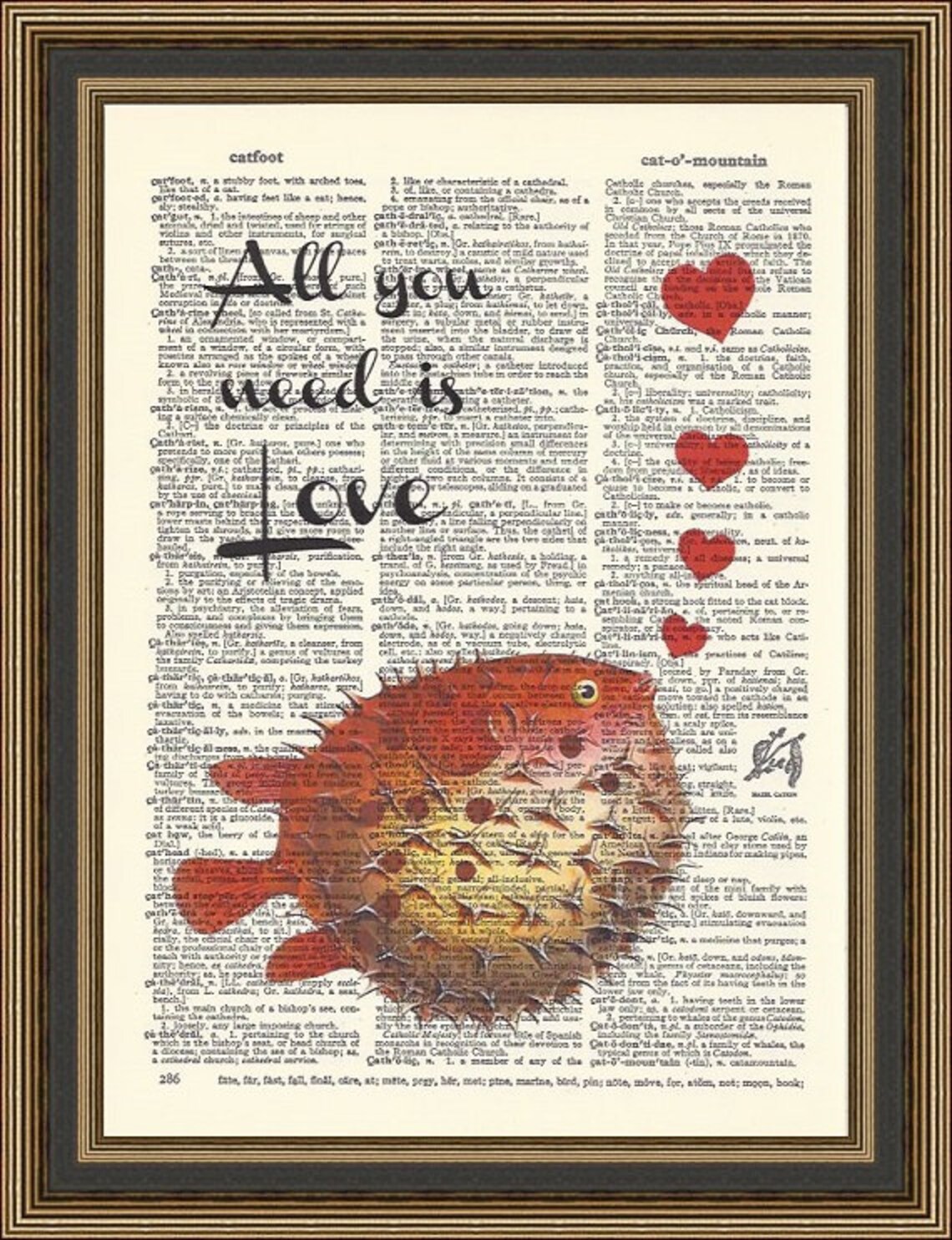 Puffer Fish With Hearts and the Quote All You Need is Love | Etsy
