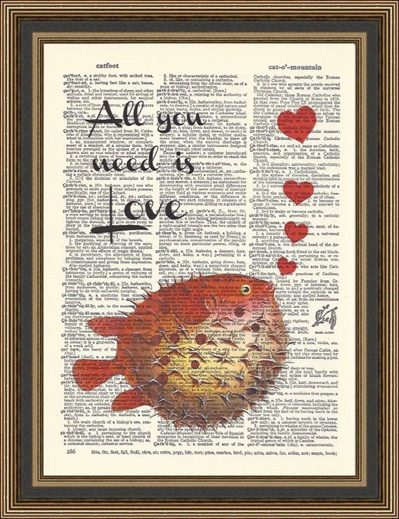 Puffer Fish With Hearts and the Quote All You Need is Love - Etsy