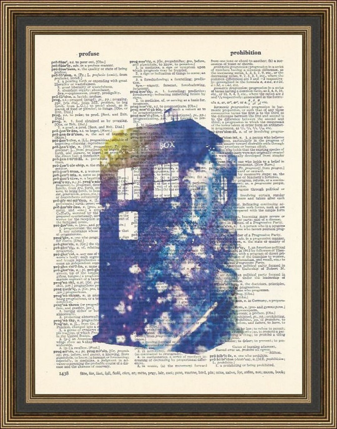 Doctor Who Tardis Watercolor Illustration is Printed on a Vintage ...