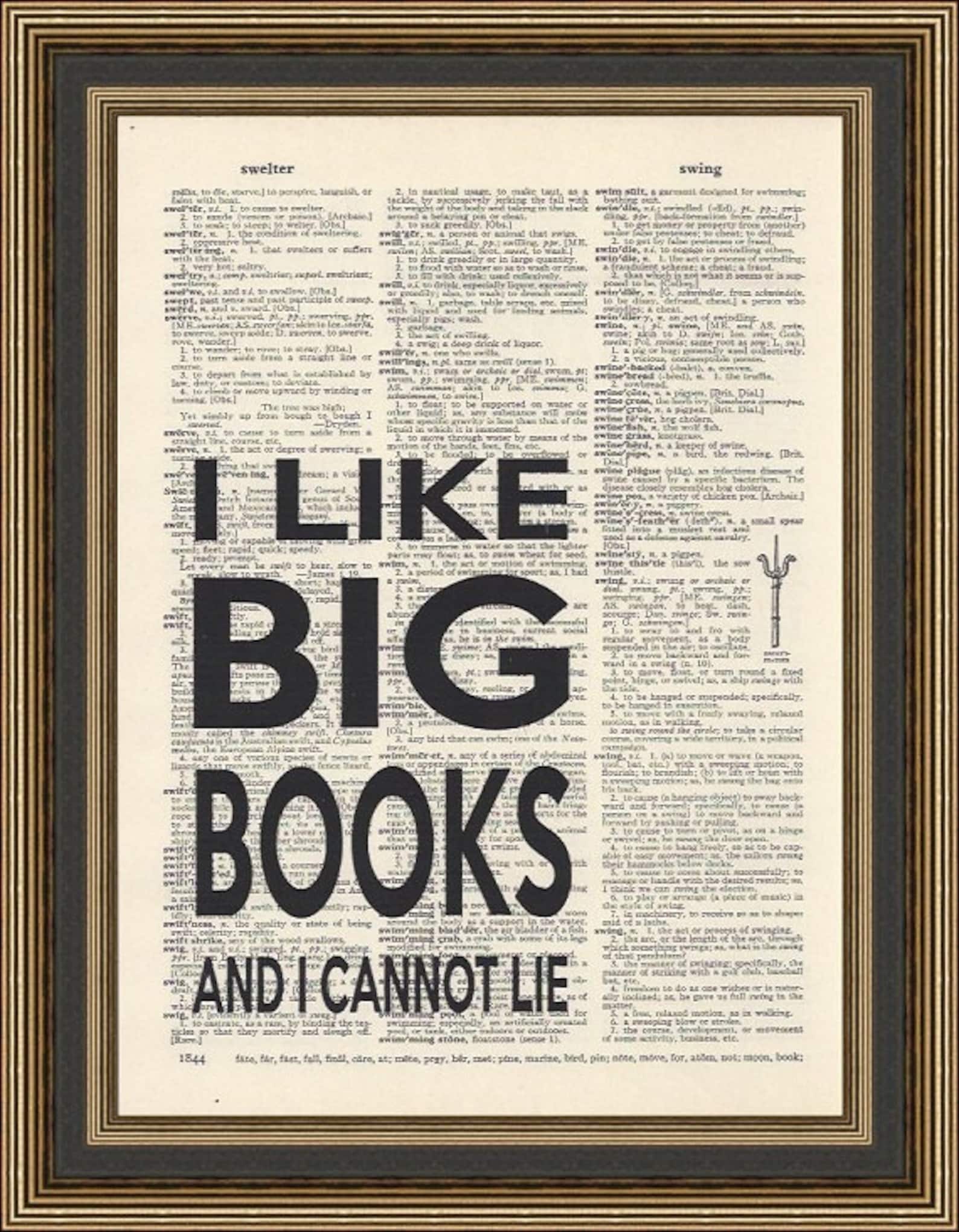 I Like Big Books and I Cannot Lie Quote Printed on a Vintage | Etsy