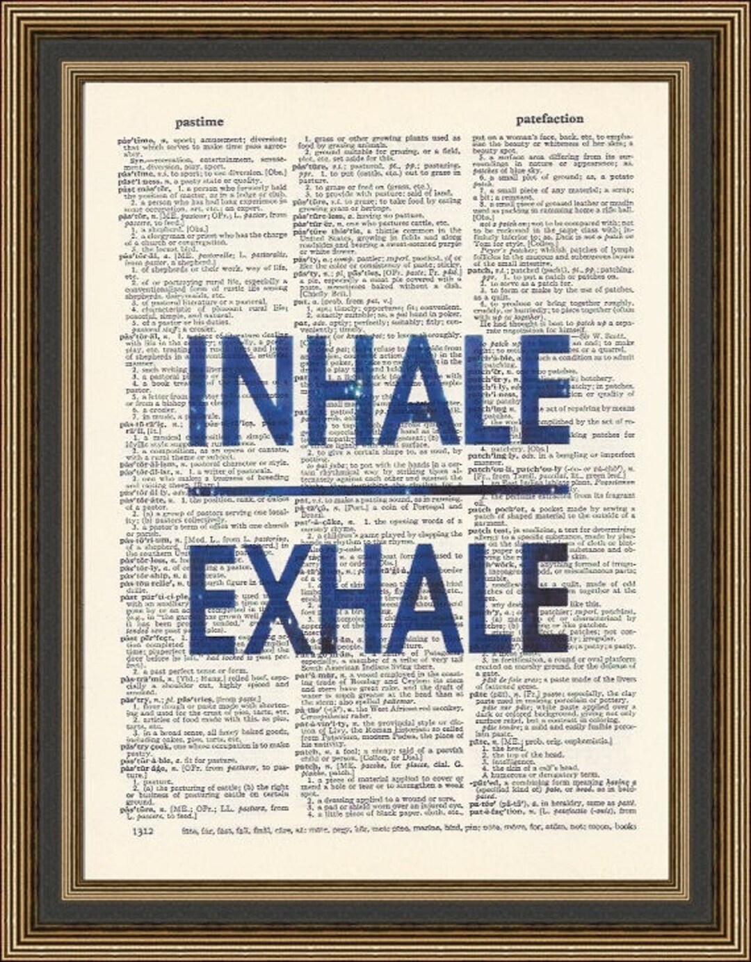 Inhale Exhale Yoga Printed on a Vintage Dictionary Page. Meditation ...