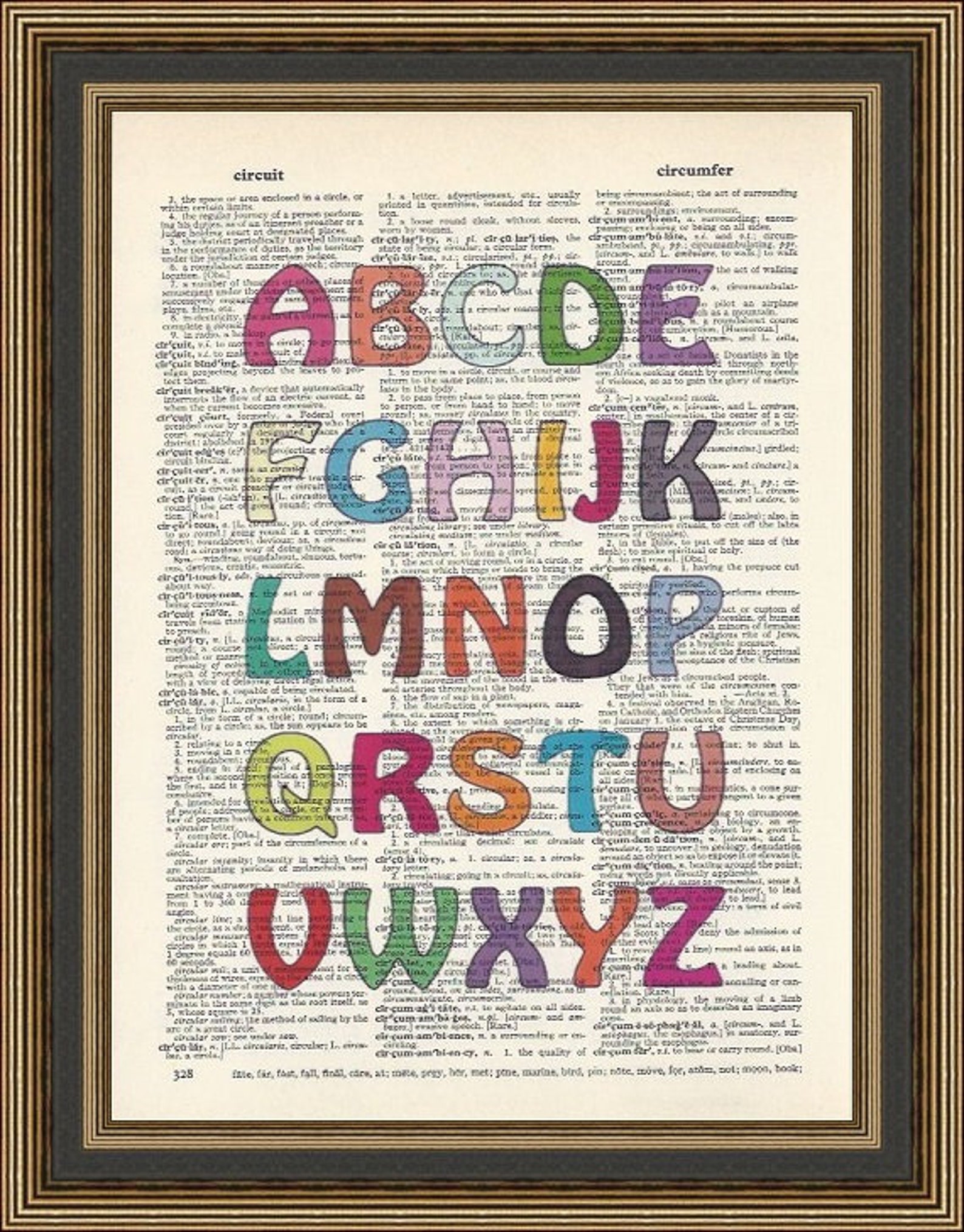 Alphabet Printed on a Vintage Dictionary Page. Nursery Print, Gift for ...
