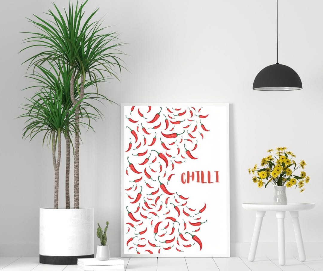 Chilli Wall Art Print, Spicy Chili Poster, Printable Kitchen Wall Art ...