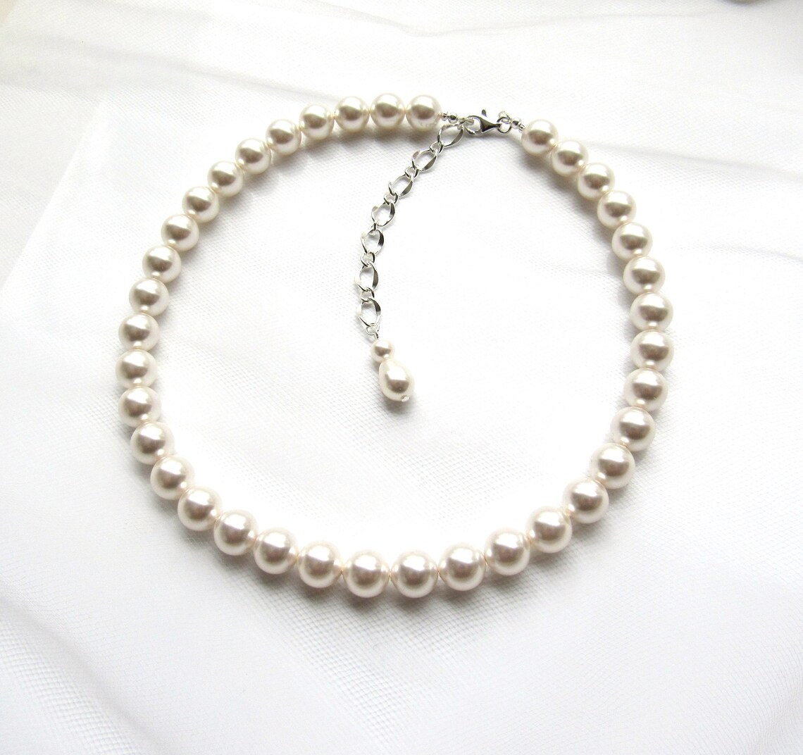 Chunky Pearl Necklace, Large 10MM Pearls, Backdrop Necklace, White ...